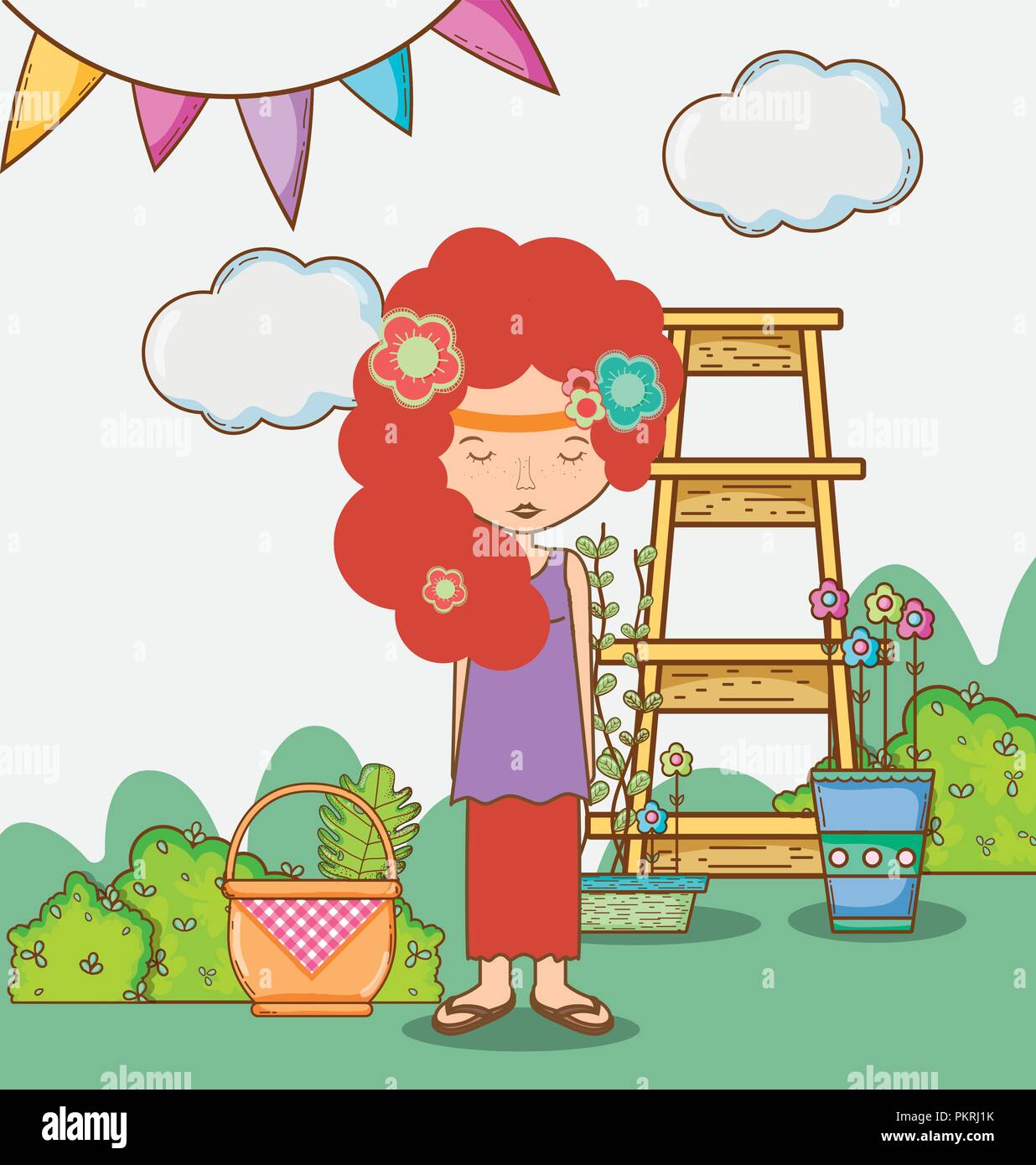 Hippie girl cartoon Stock Vector Image & Art - Alamy