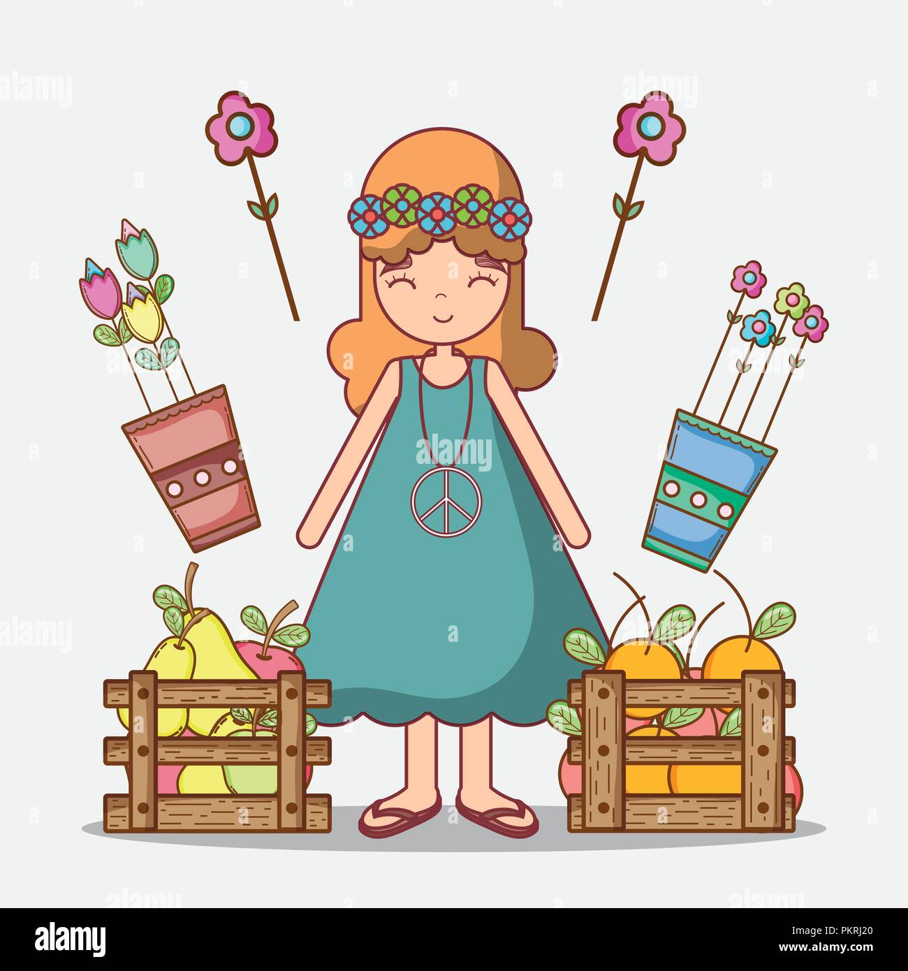 Hippie girl cartoon Stock Vector Image & Art - Alamy