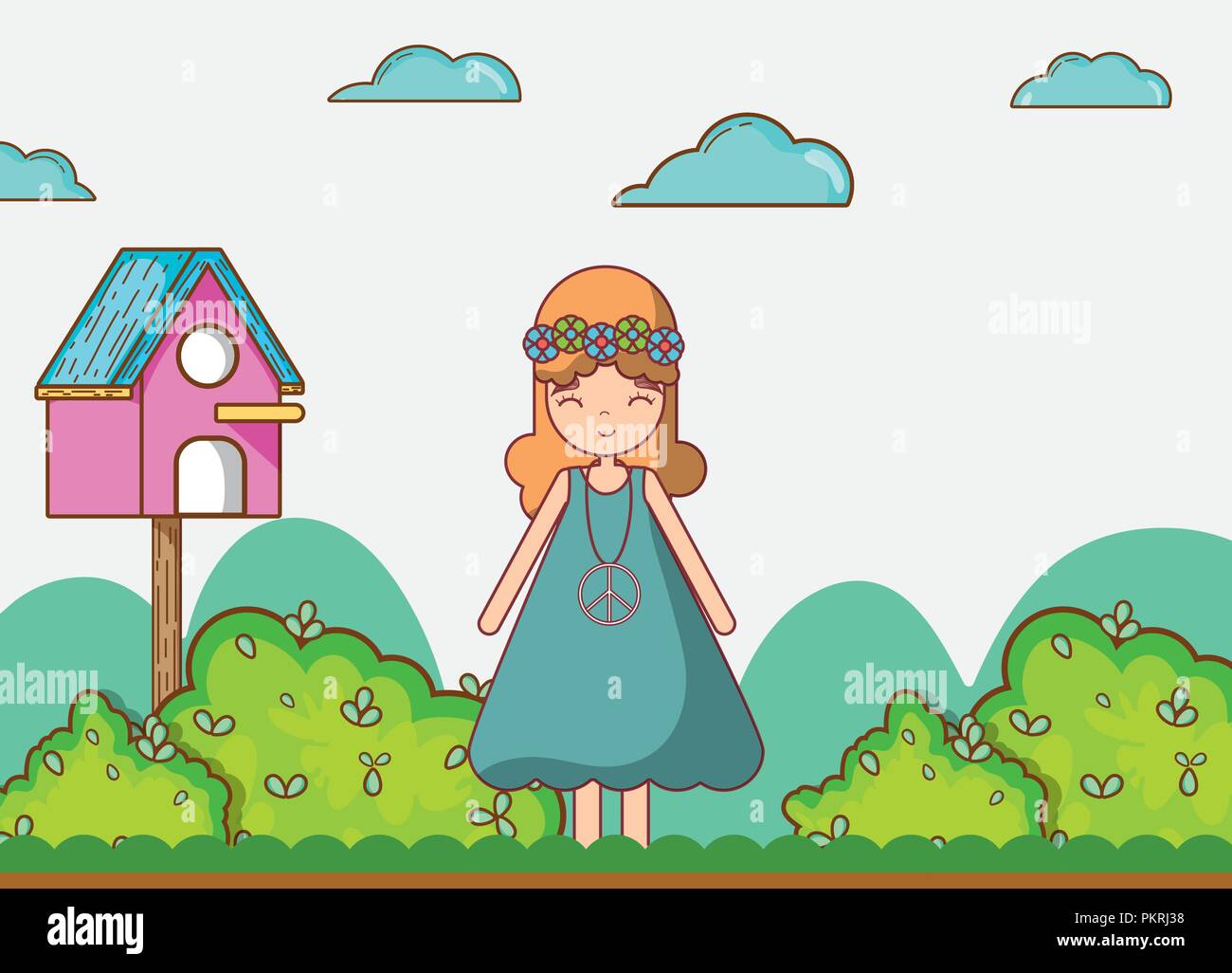 Hippie girl cartoon Stock Vector Image & Art - Alamy