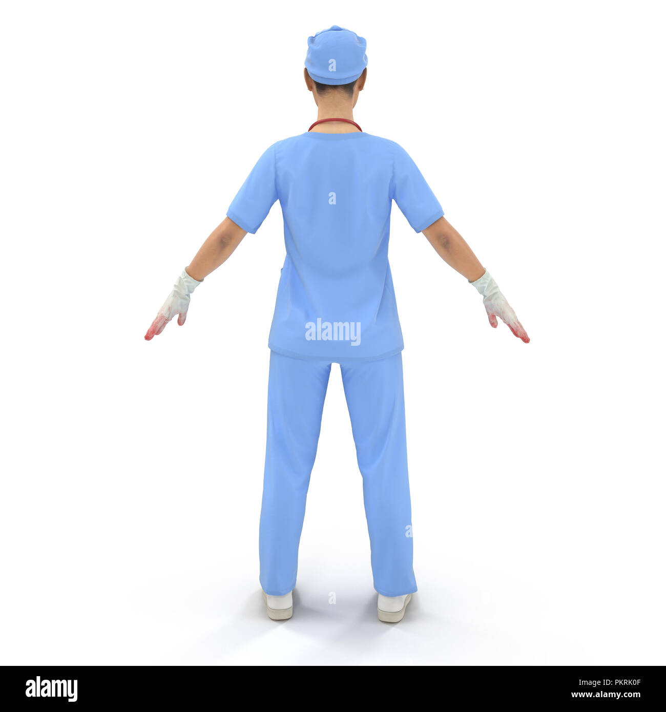 Nurse or young doctor standing in full body isolated on white. 3D ...