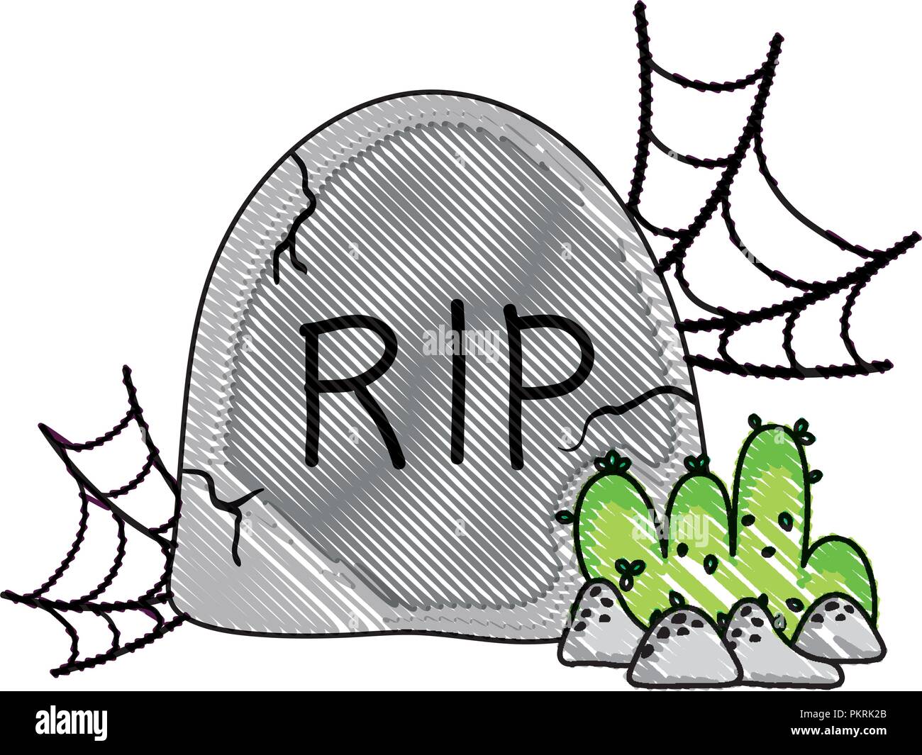 grated rip stone with spiderweb and bushes with rocks Stock Vector ...