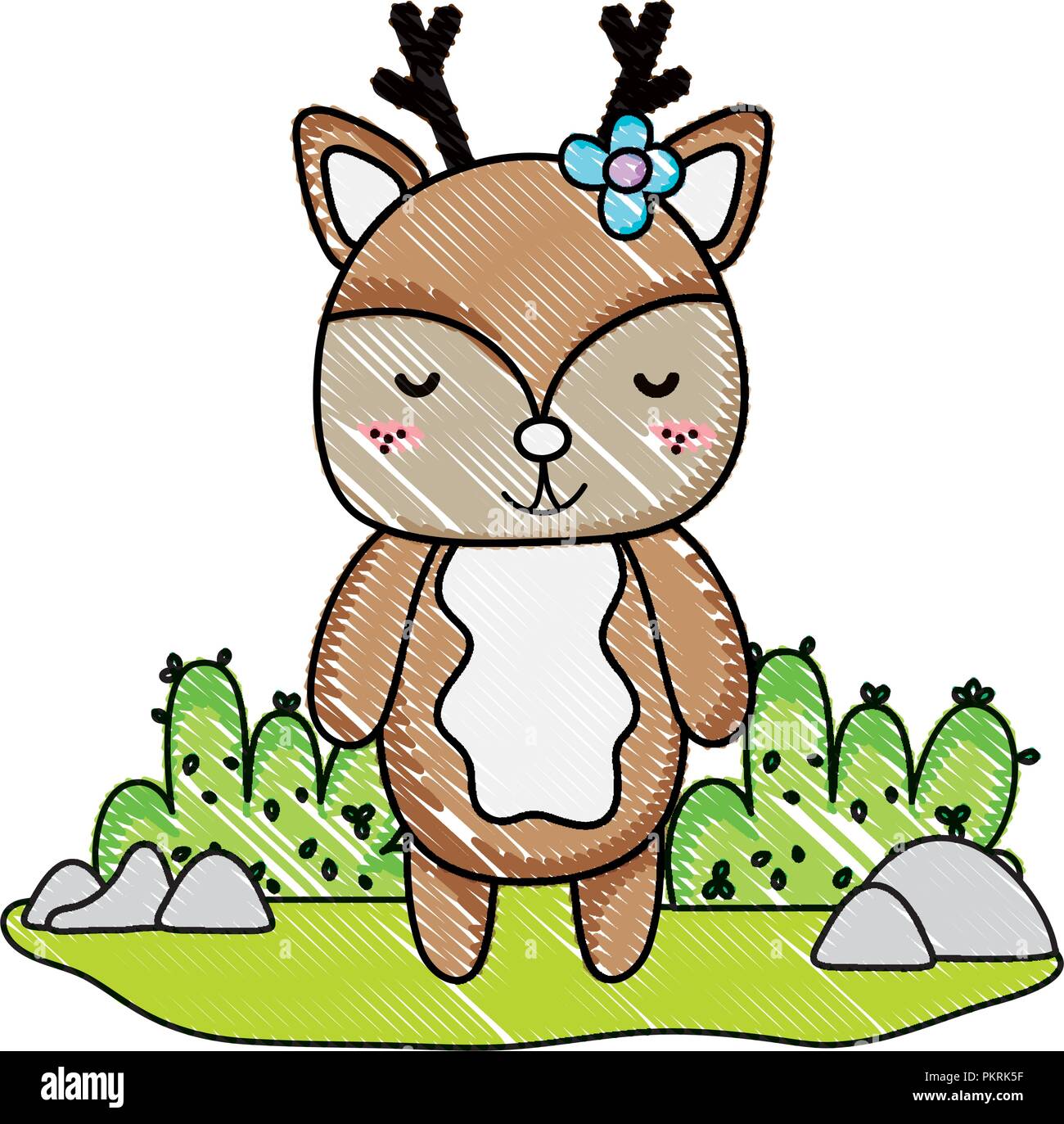 grated happy deer wild animal in the landscape Stock Vector Image & Art ...