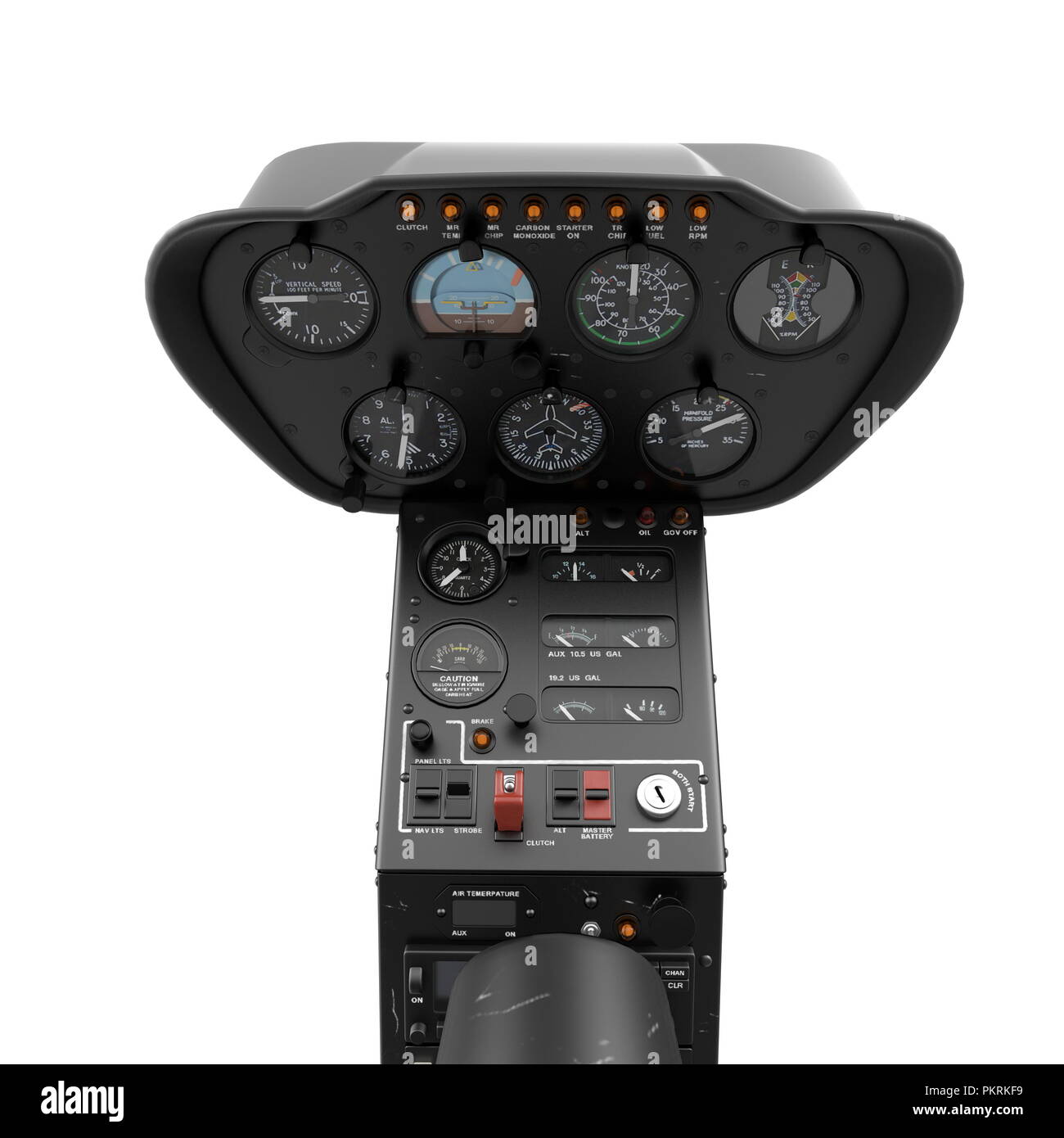 Helicopter instrument and control panel on white. 3D illustration Stock ...