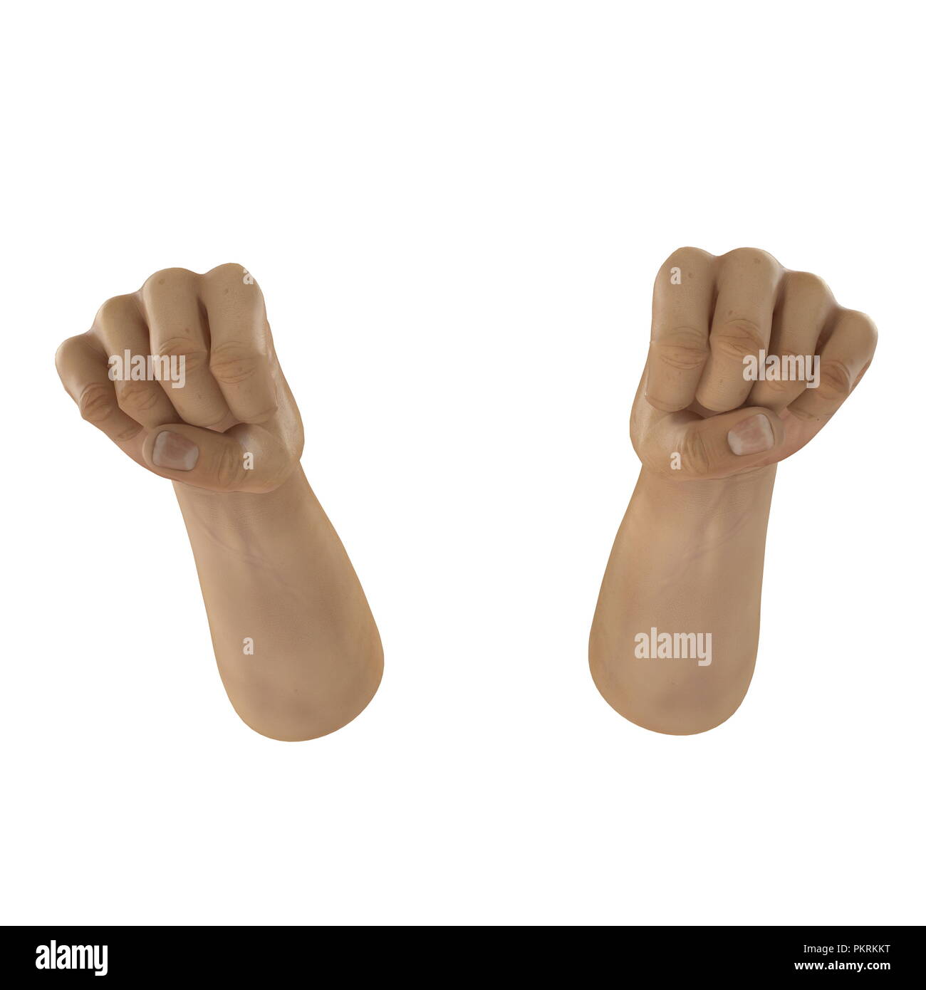 Man hand clenched into fist on white. 3D illustration Stock Photo - Alamy
