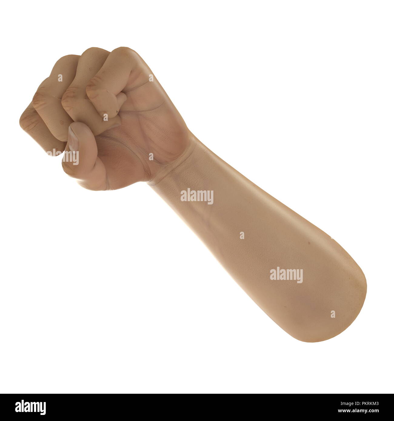 Man hand clenched into fist on white. 3D illustration Stock Photo - Alamy
