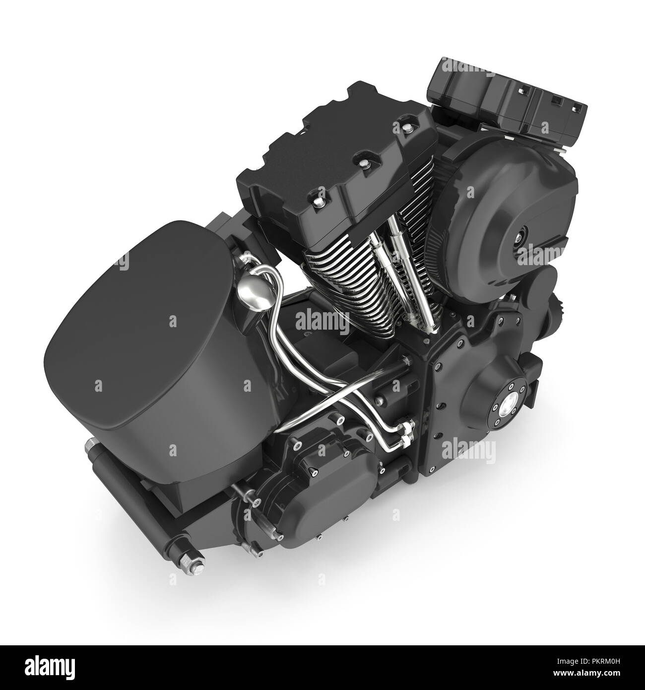 Motorcycle engine two cylinder for big bike isolated on white. 3D ...