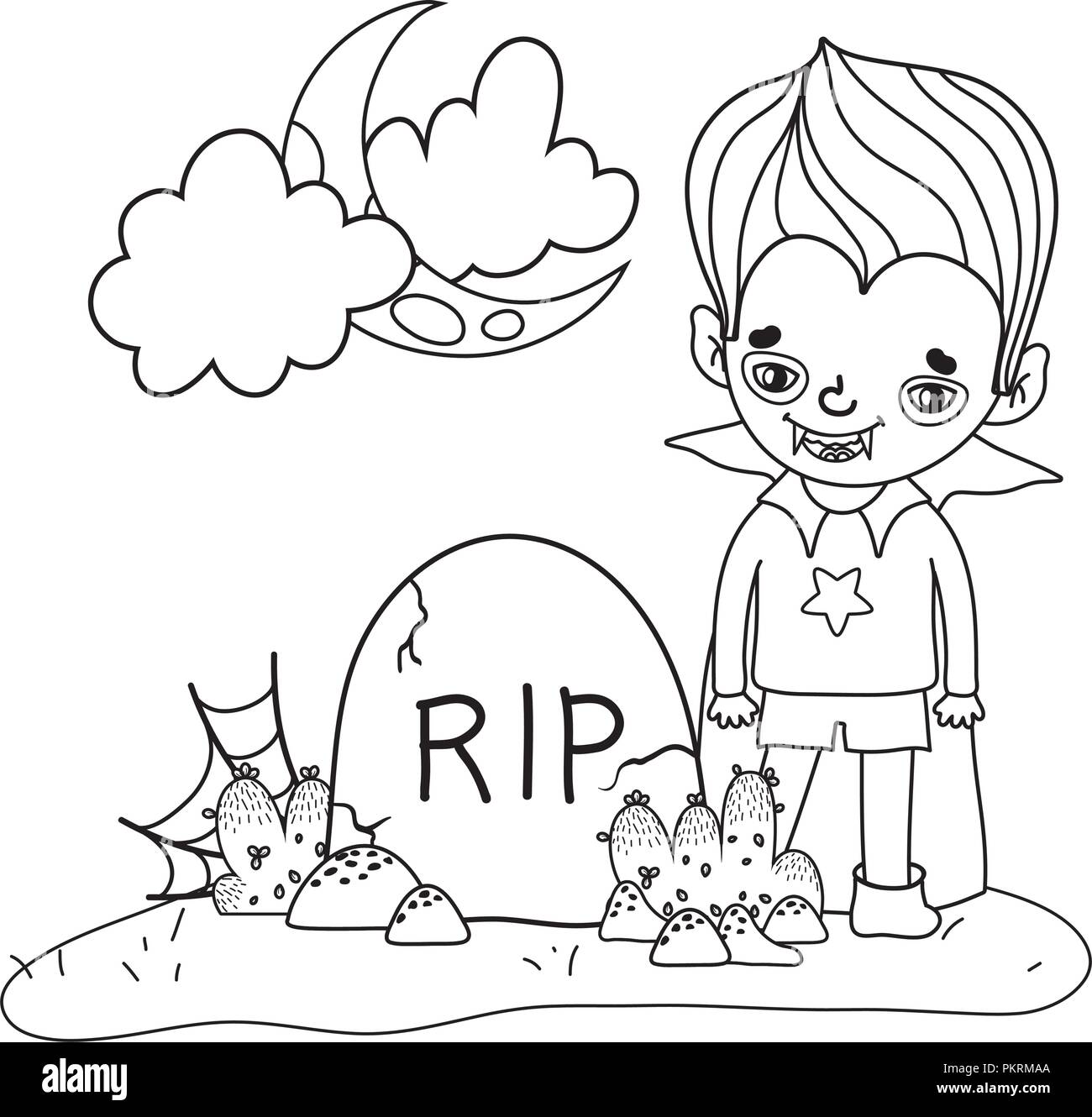 outline happy vampiere boy costume with rip stone Stock Vector Image ...