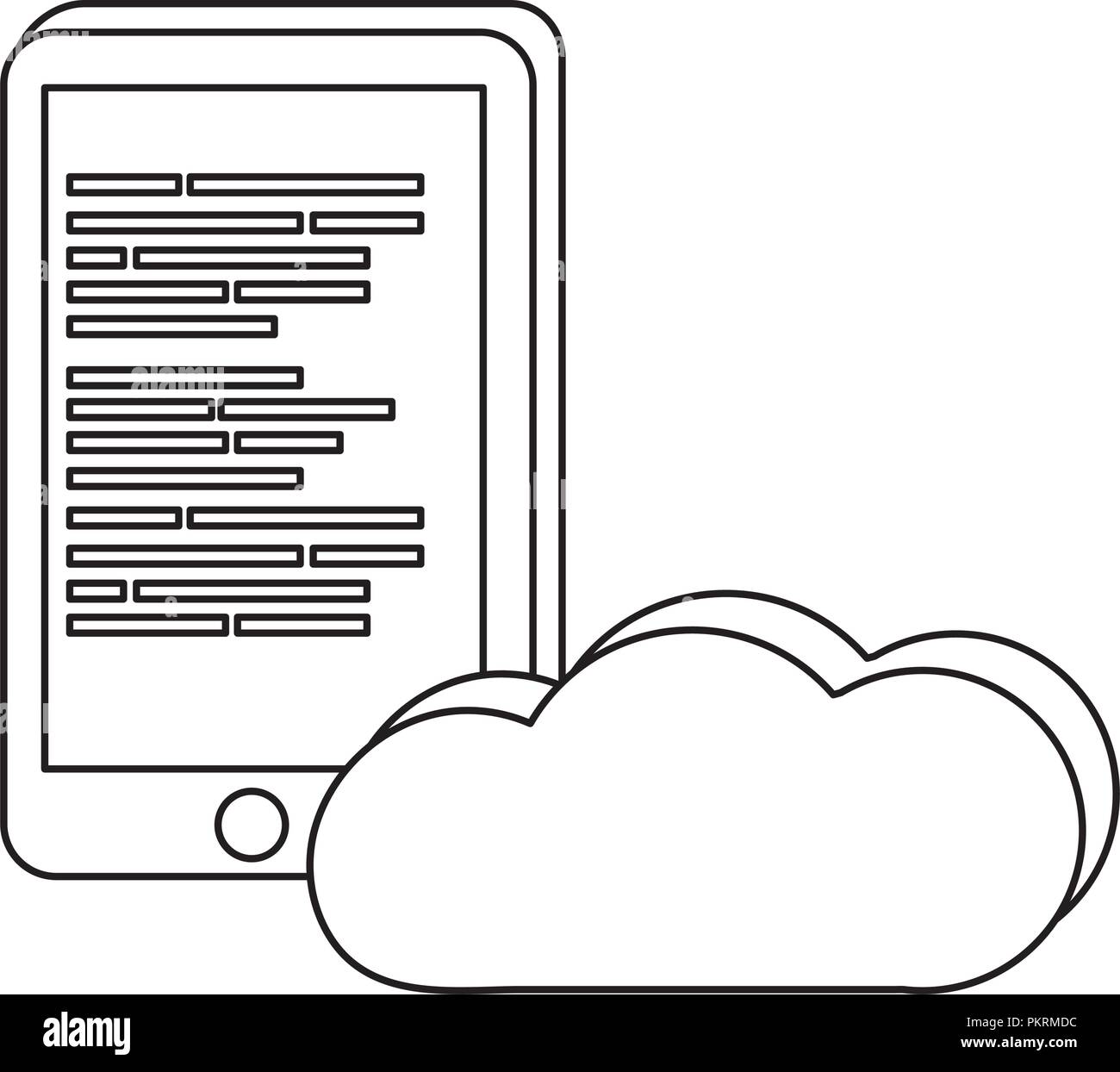 outline smartphone and cloud data with programming code Stock Vector ...
