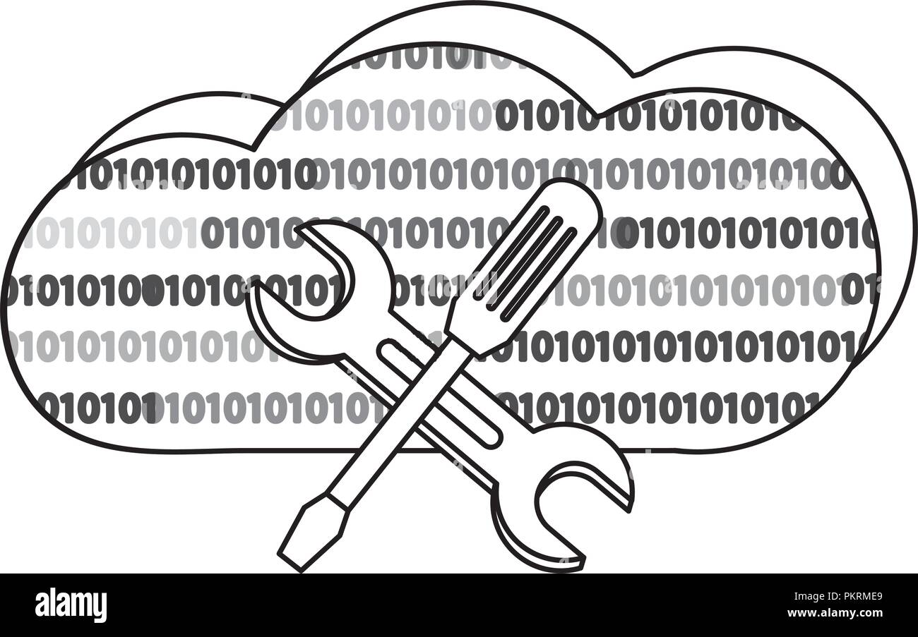 outline cloud data with industry equipments repair Stock Vector Image ...