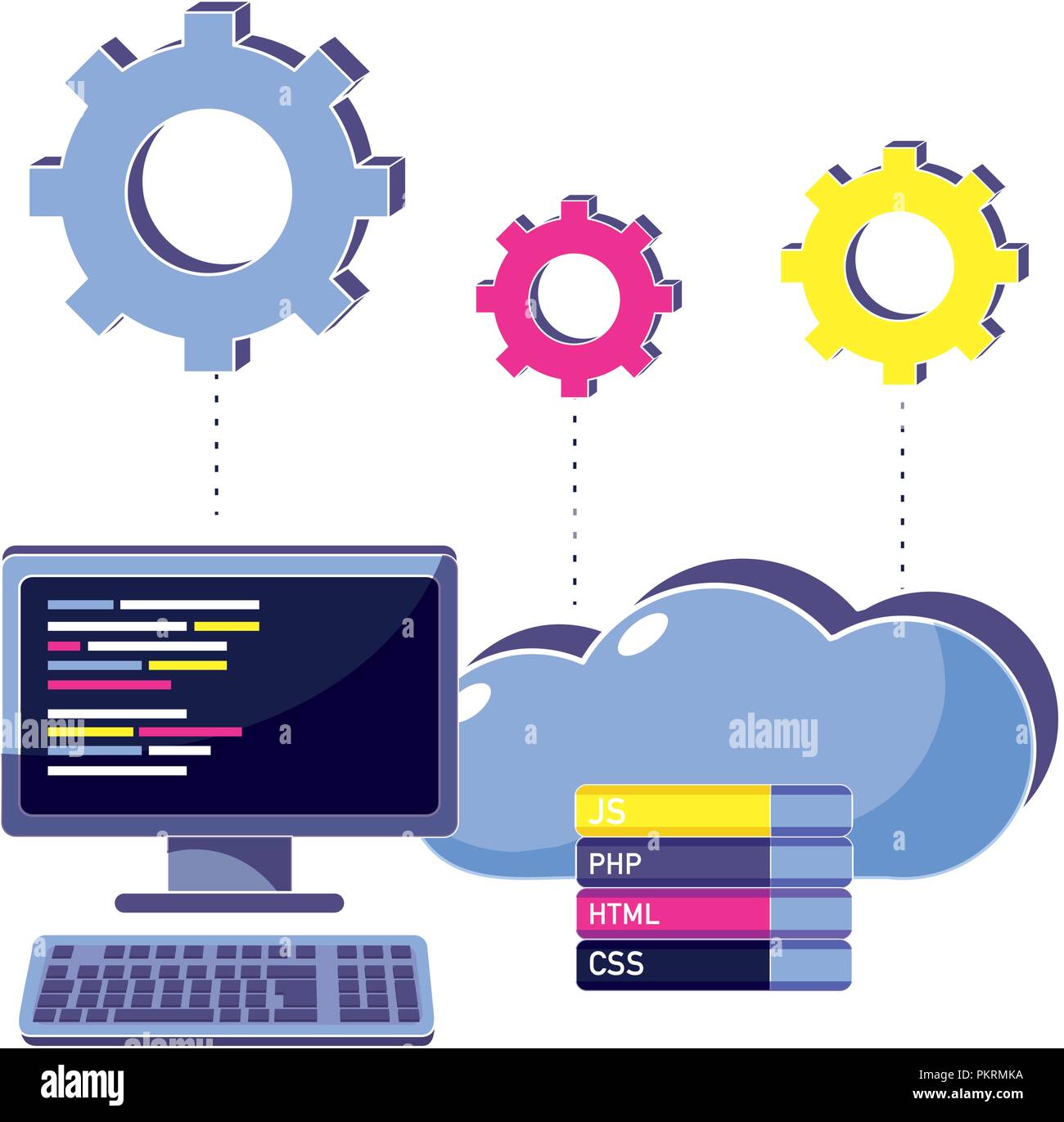 Computer display gears vector hi-res stock photography and images - Alamy