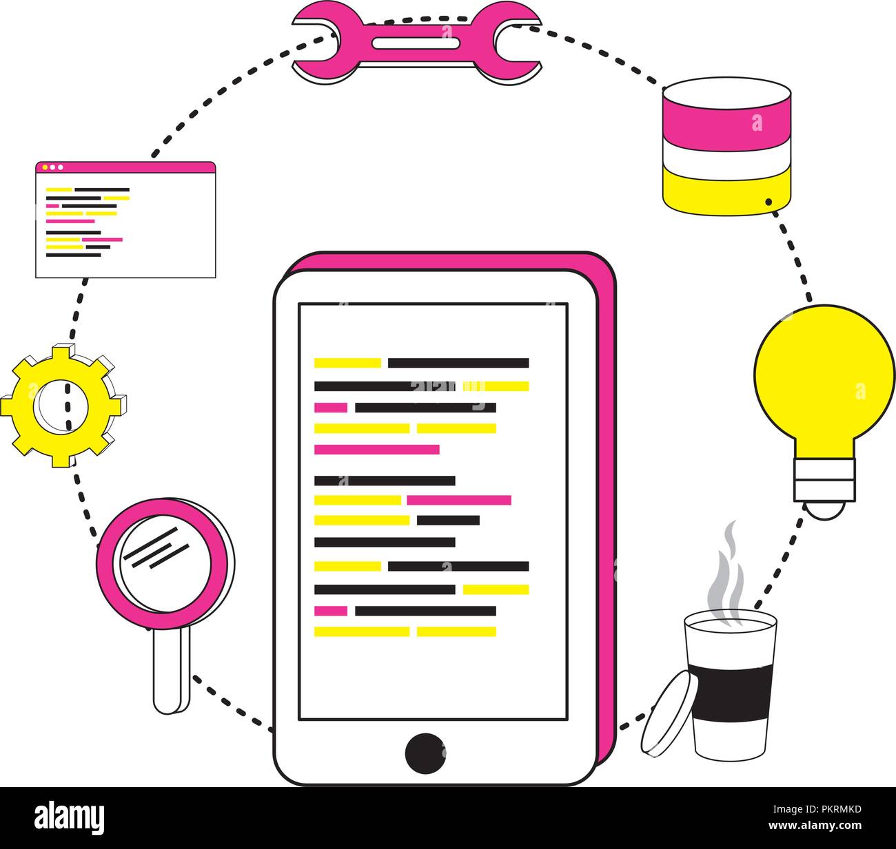 smartphone programming code and industry equipments Stock Vector Image ...