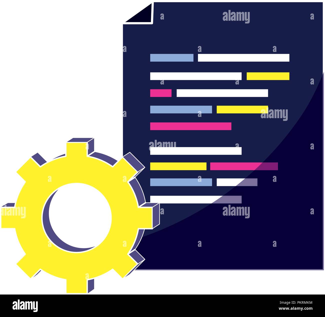 document with programming code and industry gear Stock Vector Image ...