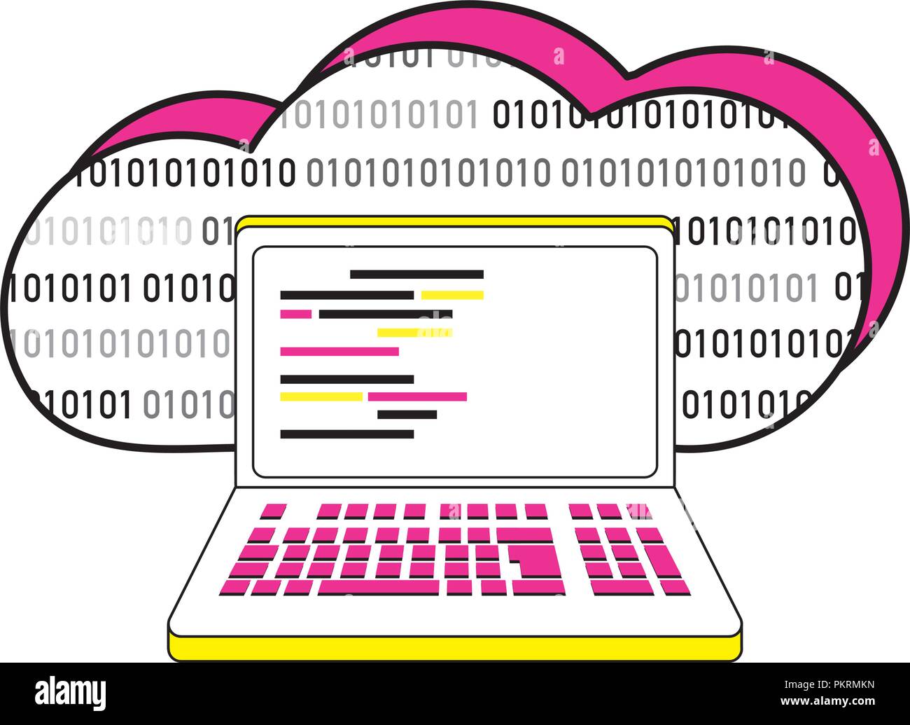 data cloud and lapto with programming code Stock Vector Image & Art - Alamy