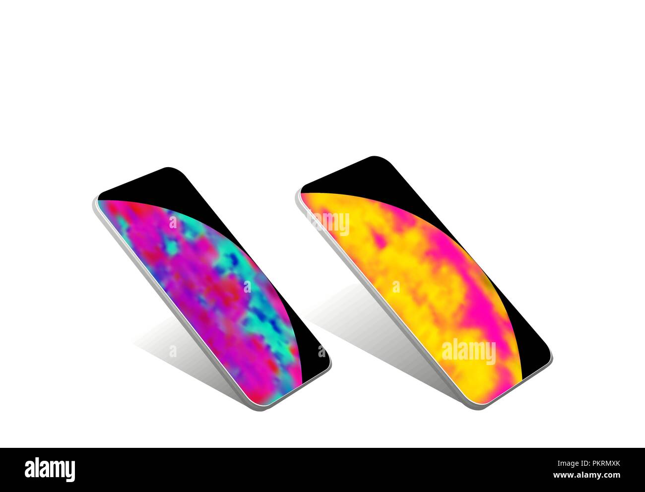 Two smartphones, mobile phone, gadget, isolated with shadow. Stylized ...