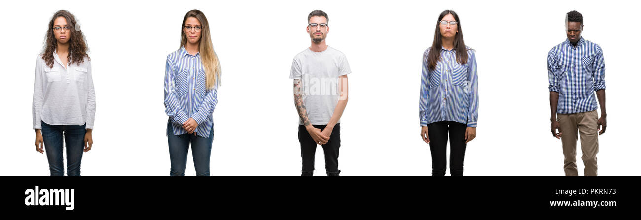 Group and team of young business people over isolated white background ...