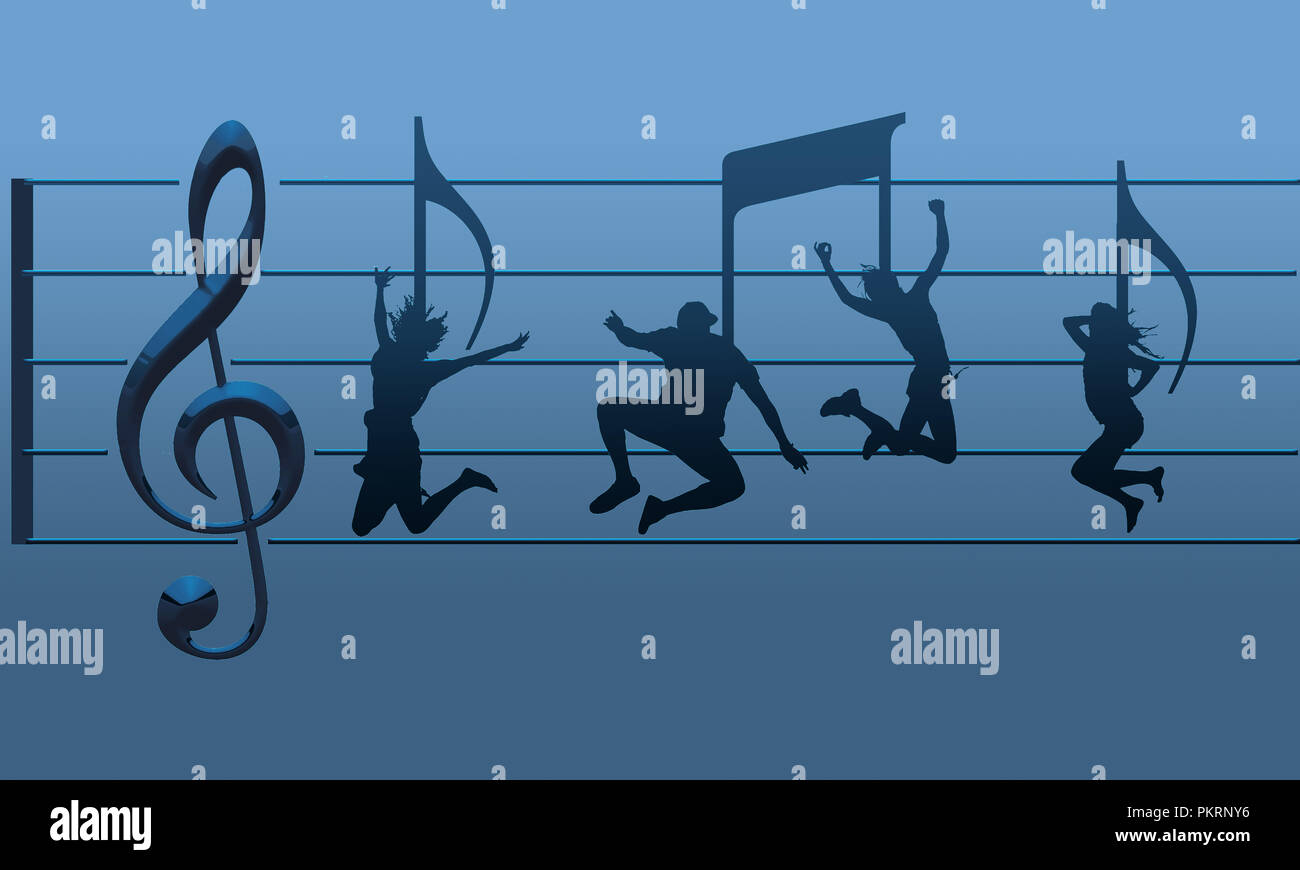 Dance and dance music is illustrated here. Dancers appear as musical ...