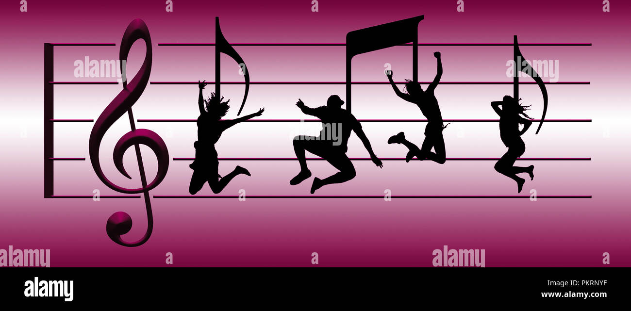 Dance and dance music is illustrated here. Dancers appear as musical ...