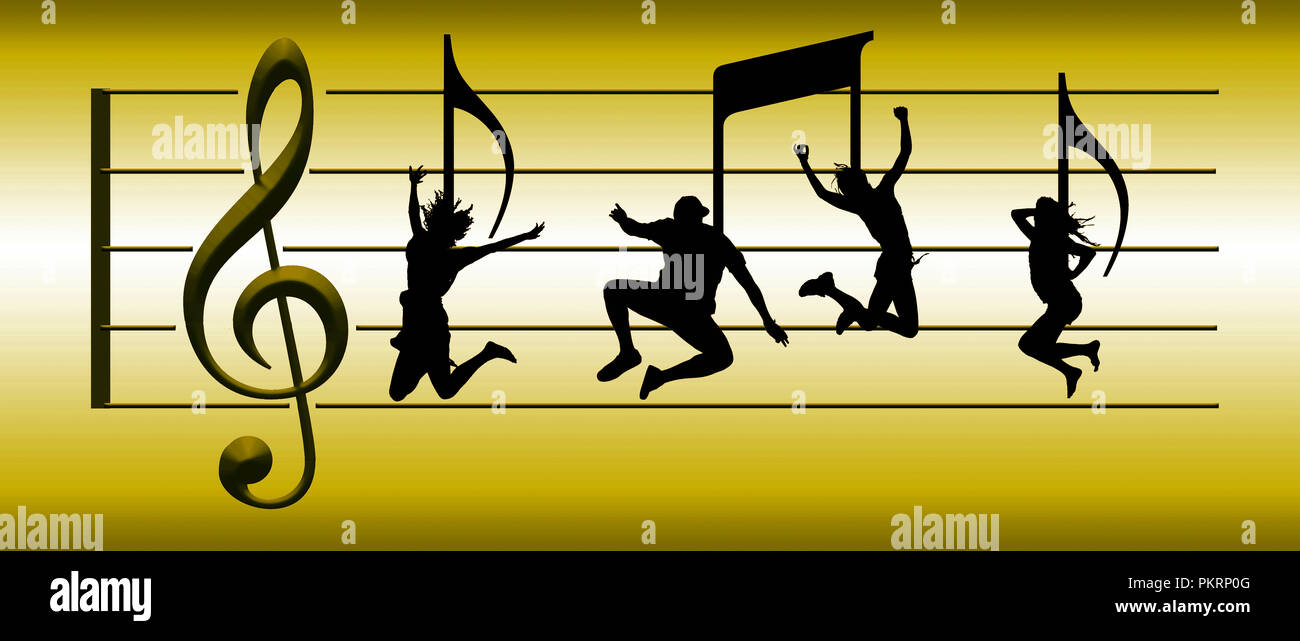 Dance and dance music is illustrated here. Dancers appear as musical ...