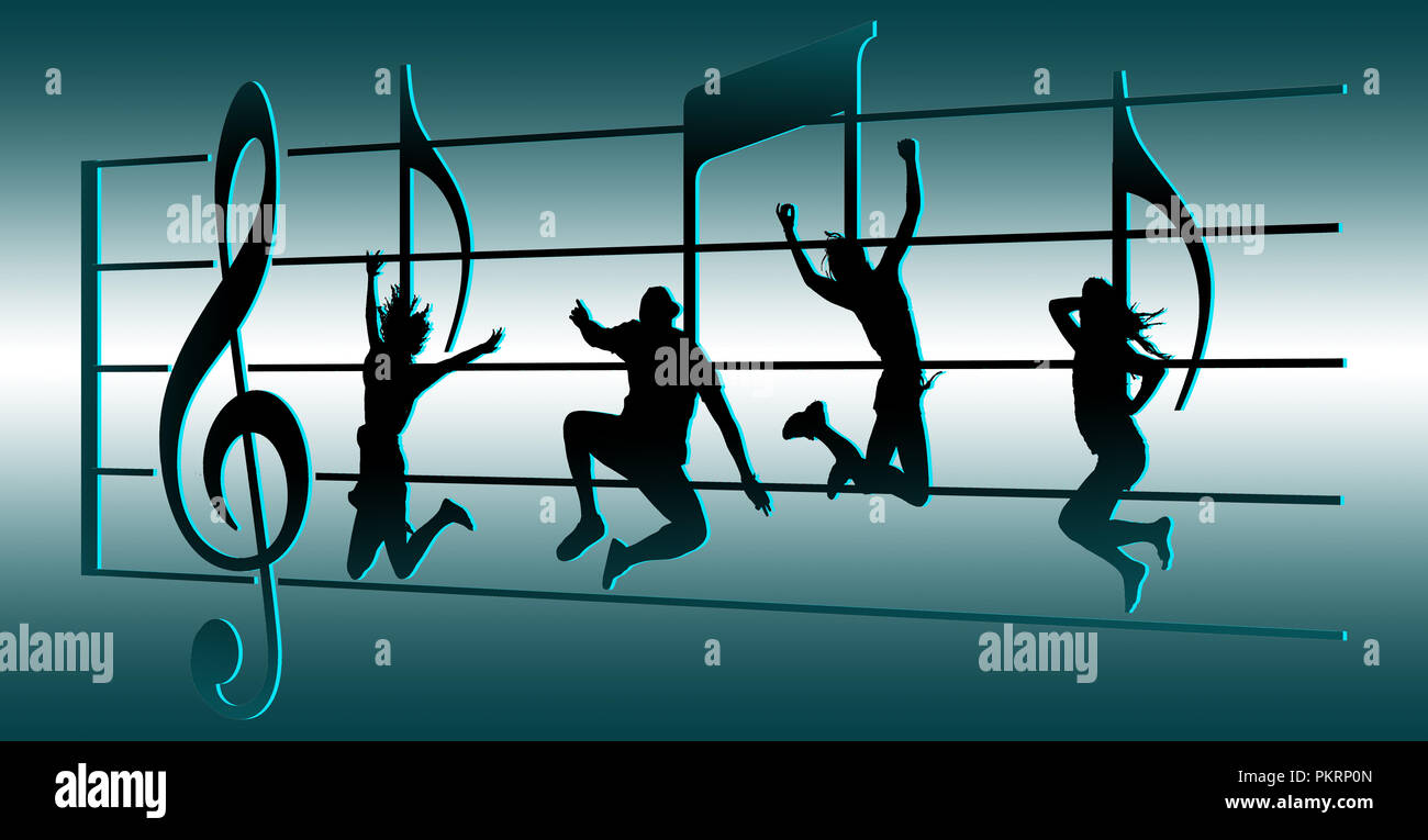 Dance and dance music is illustrated here. Dancers appear as musical ...