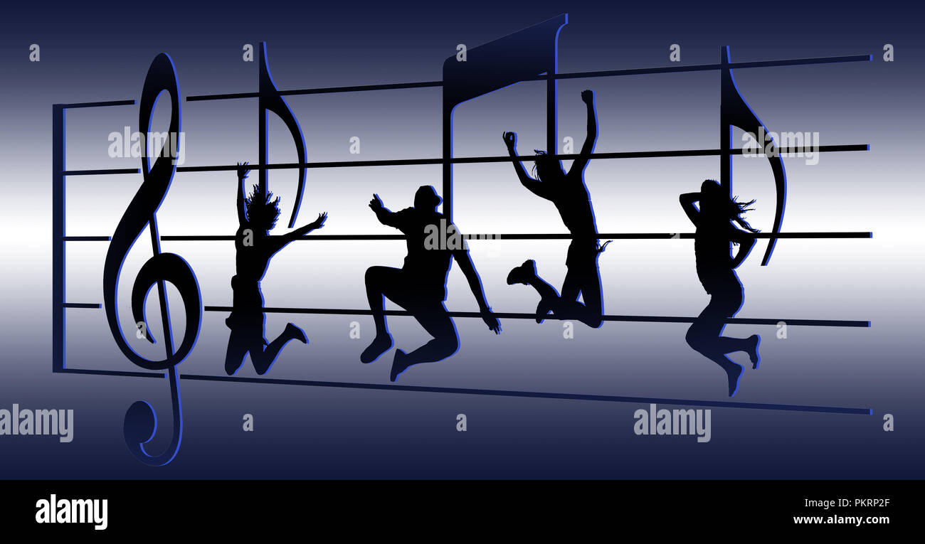 Dance and dance music is illustrated here. Dancers appear as musical ...