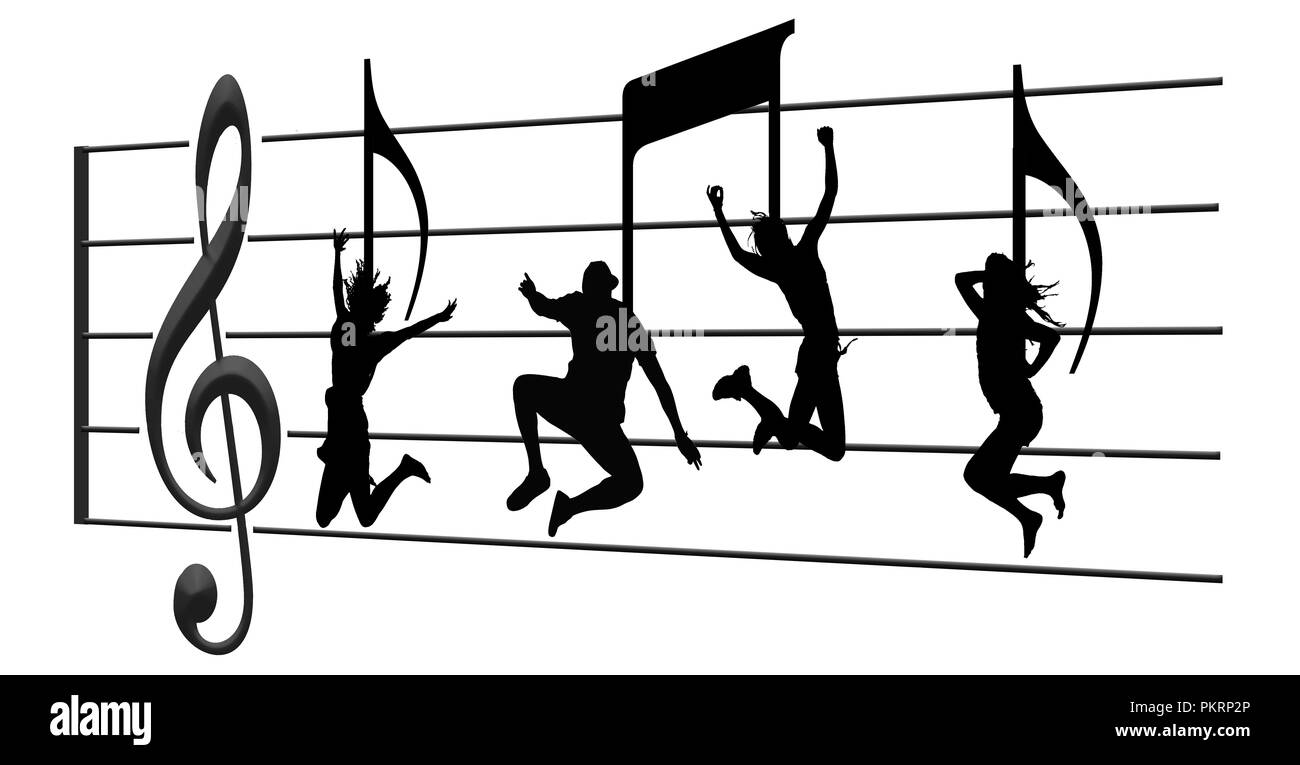 Dance and dance music is illustrated here. Dancers appear as musical ...