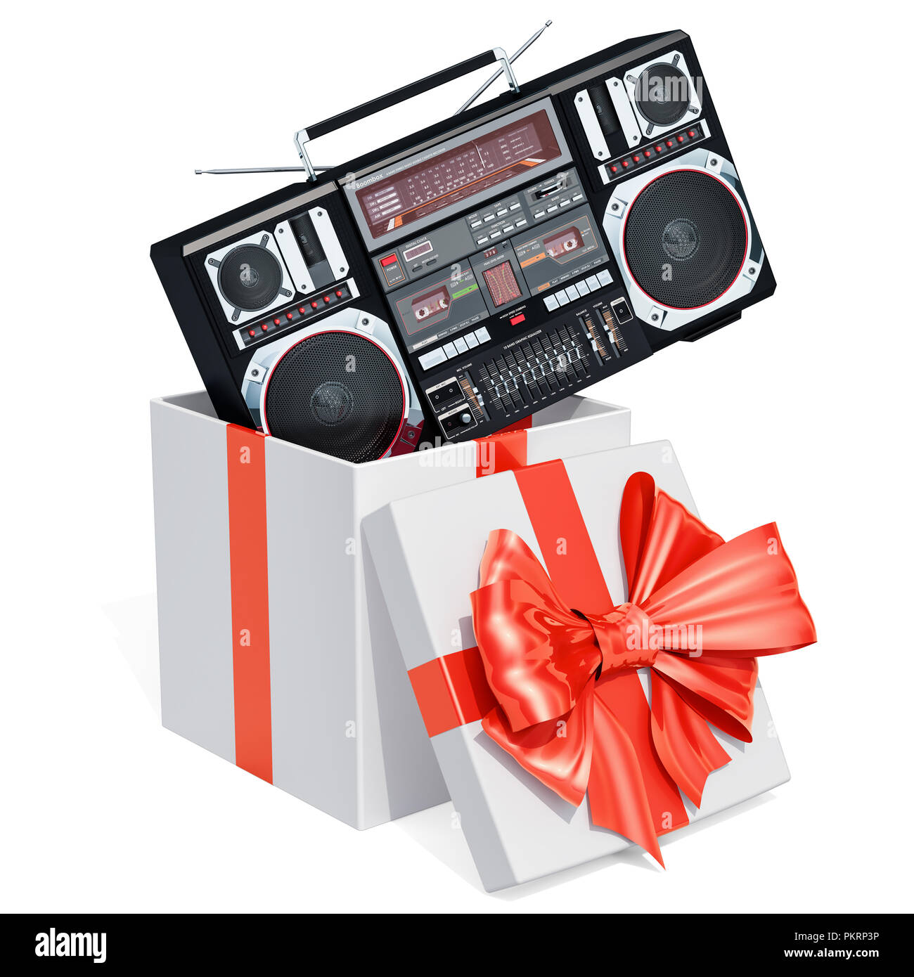 Gift box with boombox, 3D rendering isolated on white background Stock ...