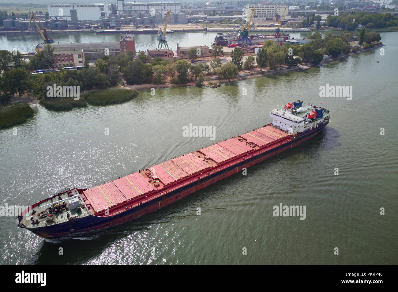 cargo ship sailing on the river Stock Photo - Alamy