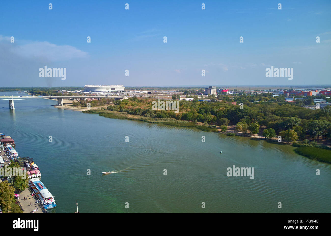 aerial view of the bridge over the river Stock Photo - Alamy