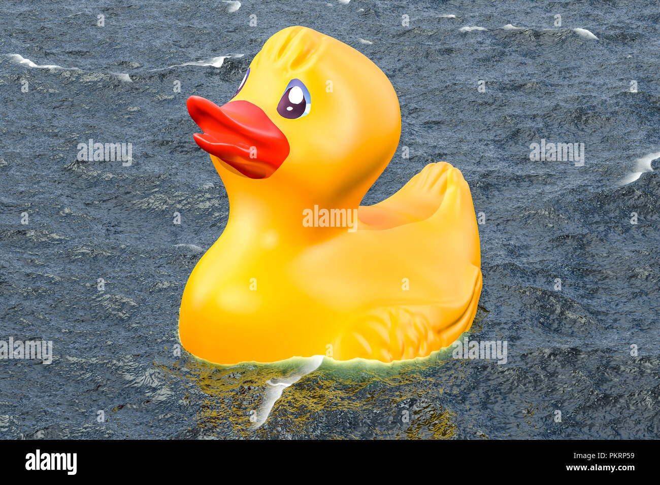 Rubber duck float in the sea, 3D rendering Stock Photo - Alamy