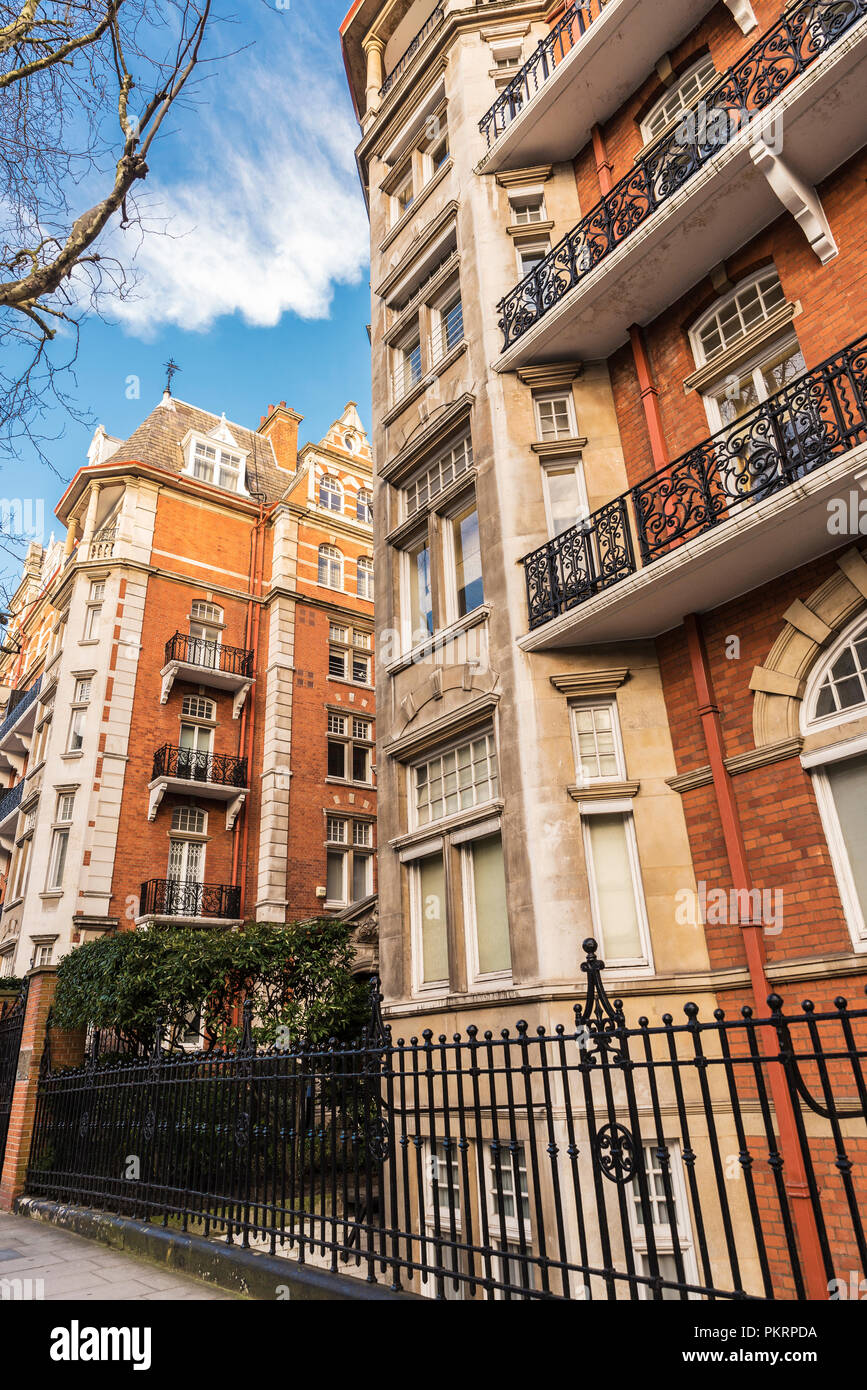 Facade of old classic buildings in London, England, United Kingdom ...
