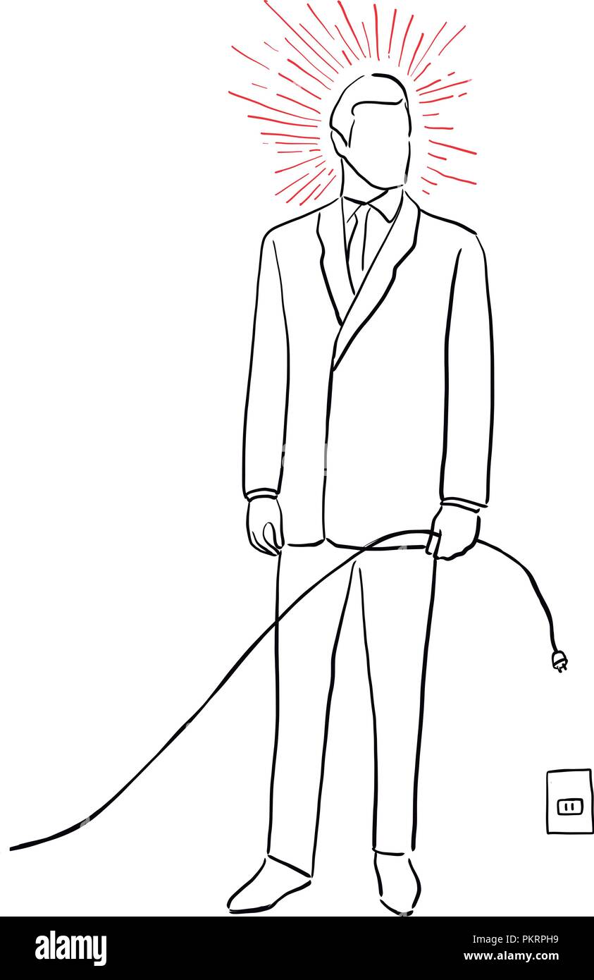 Hand drawn vector digital illustration or drawing of suited man ...