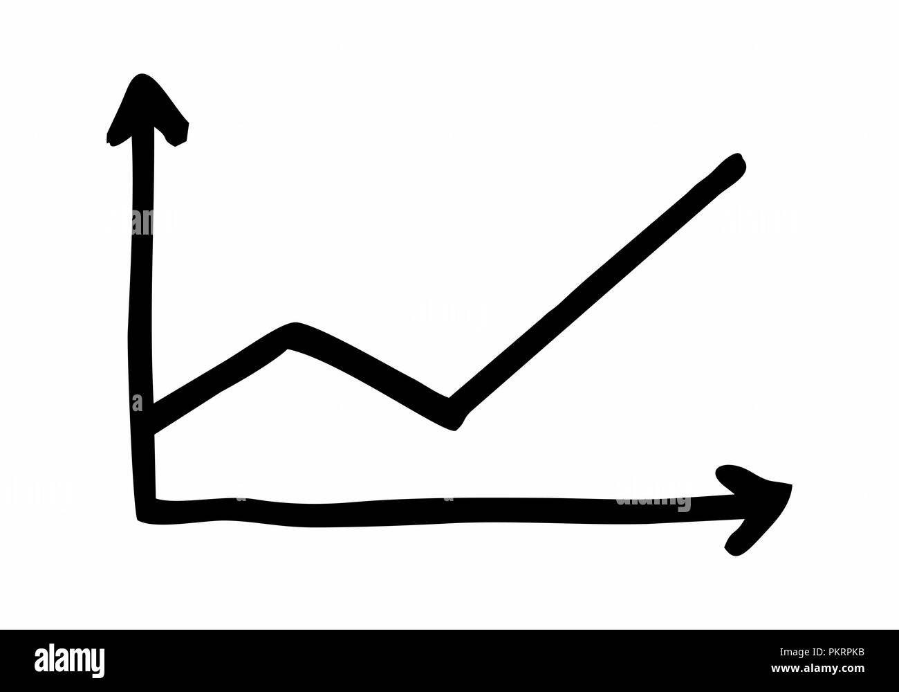 Hand-drawn style illustration of a line chart on white background Stock ...