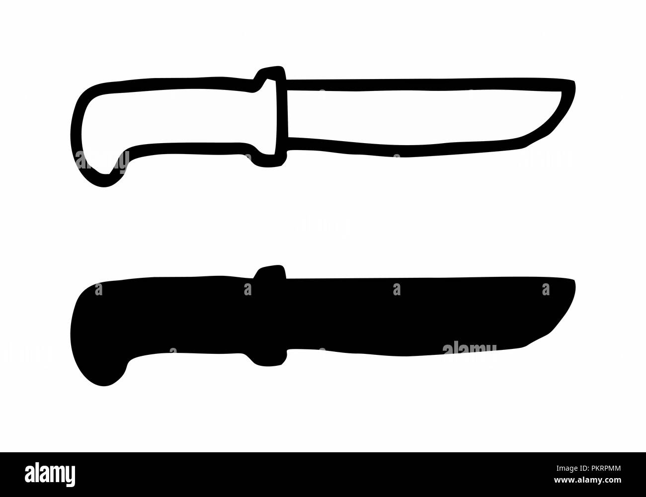 Hand-drawn style illustration of black and white knives Stock Vector ...