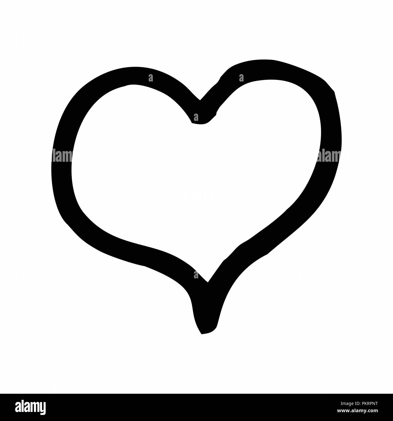 Freehand black and white illustration of a single heart Stock Vector ...