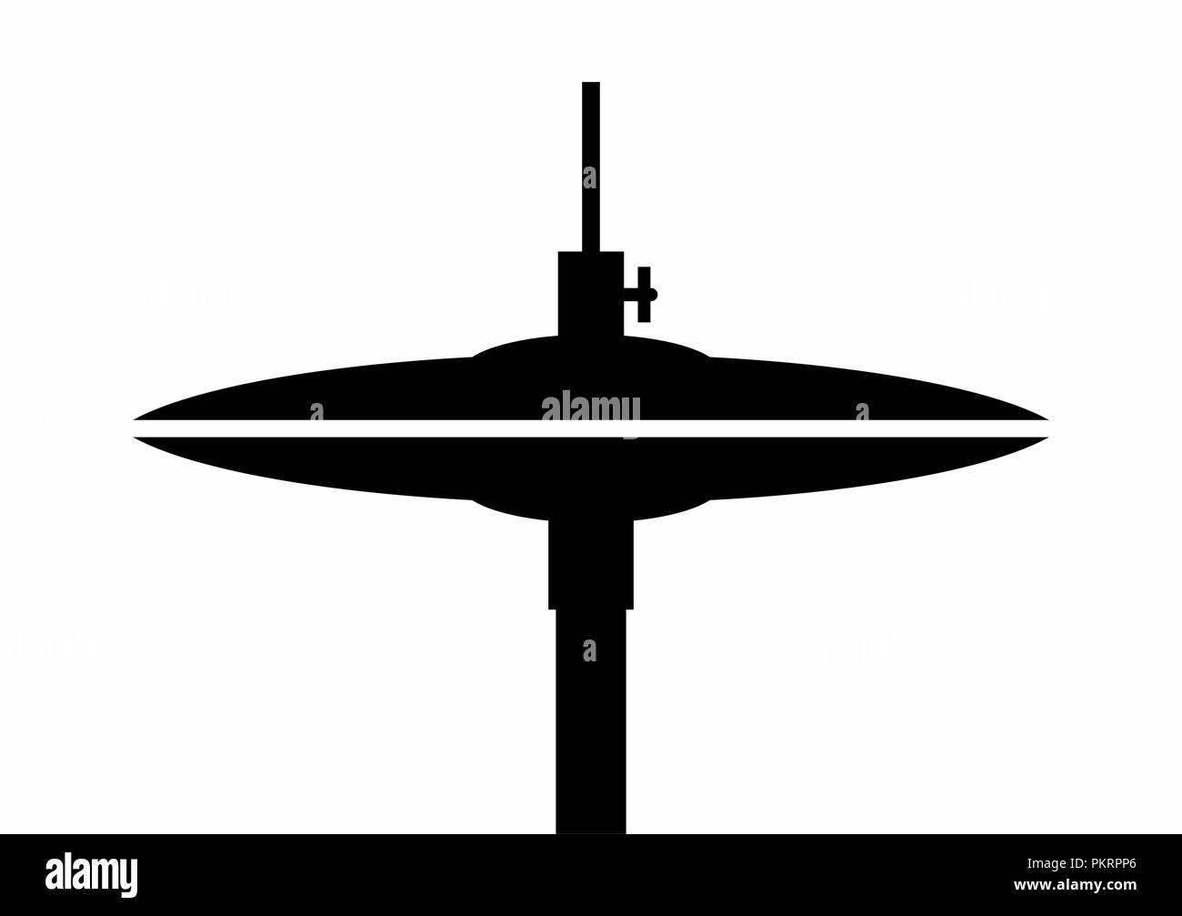 Silhouette illustration of a drum hi-hat on white background Stock ...