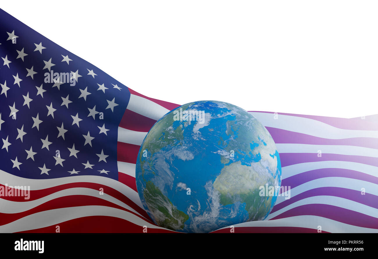 flag of America and planet earth 3d-illustration. elements of this ...