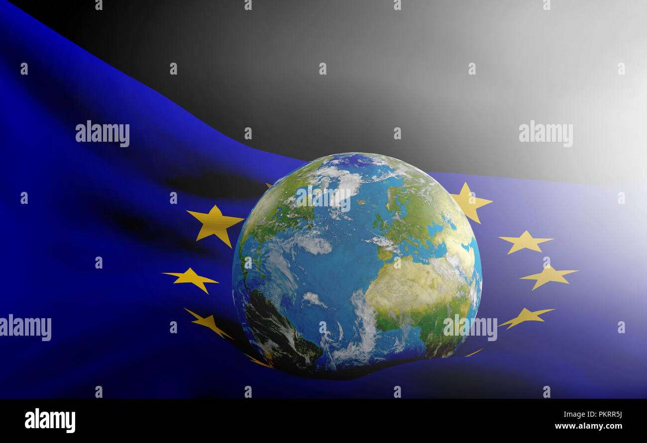flag of Europe and planet earth 3d-illustration. elements of this image ...