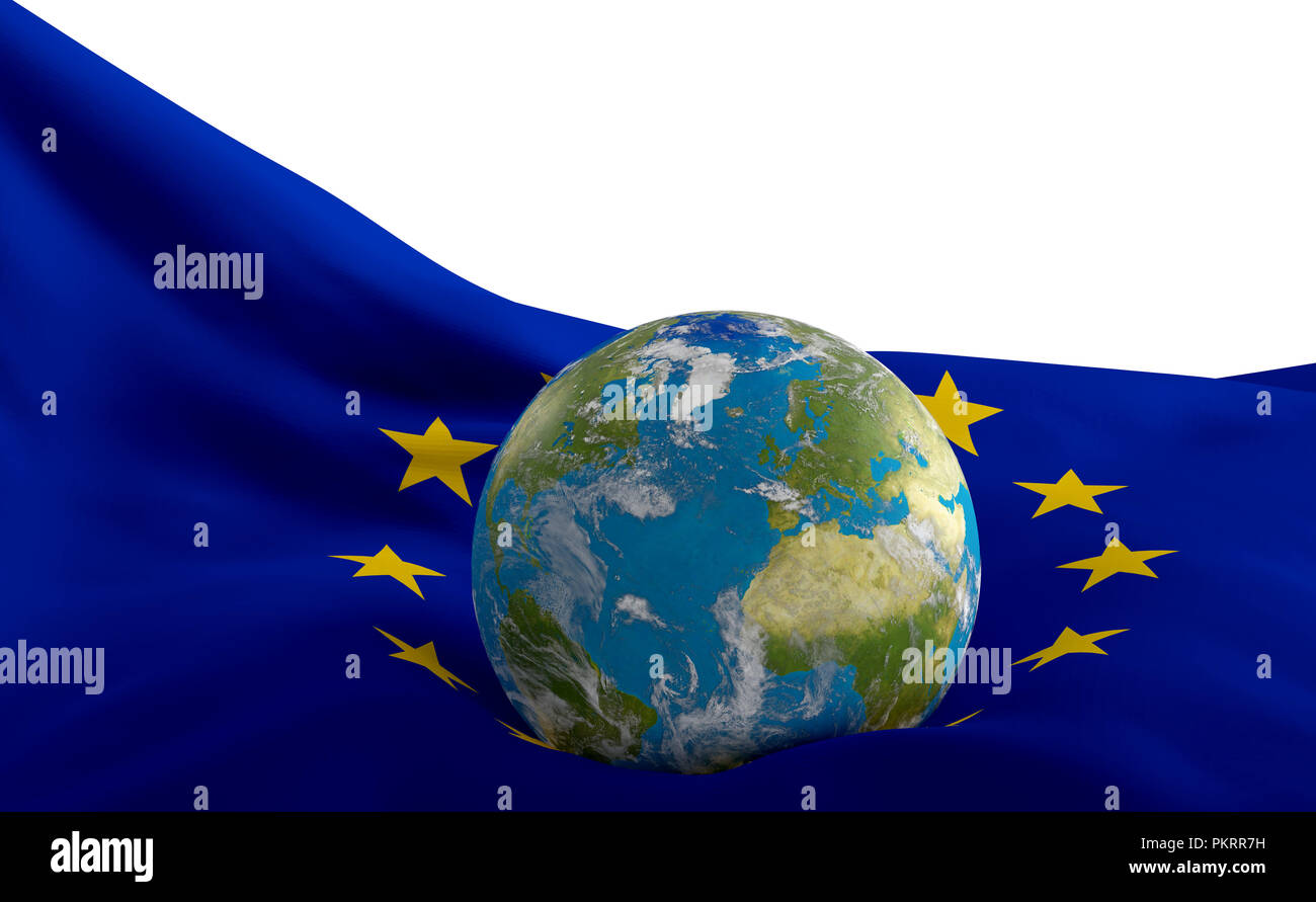 flag of Europe and planet earth 3d-illustration. elements of this image ...