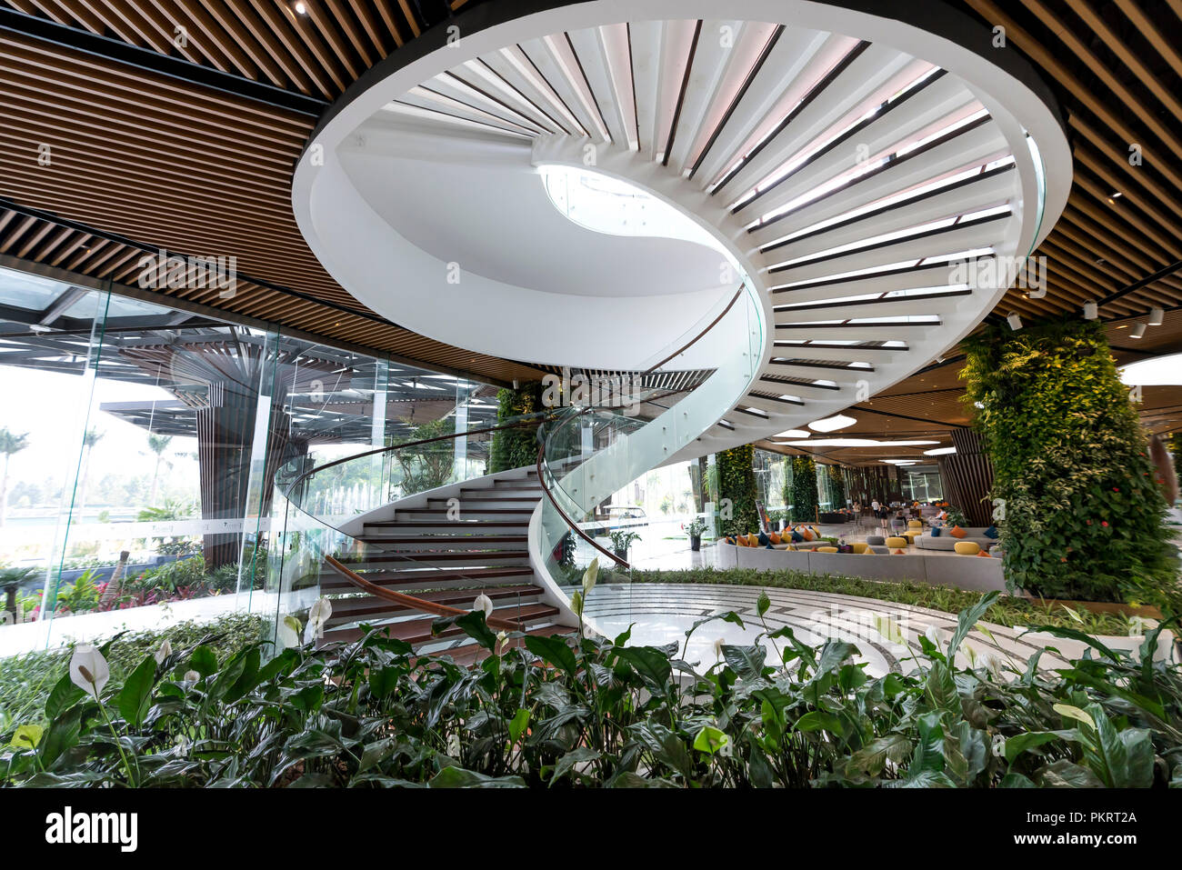 Close-up image of a spiral staircase in a cafe in Flamingo Stock Photo ...