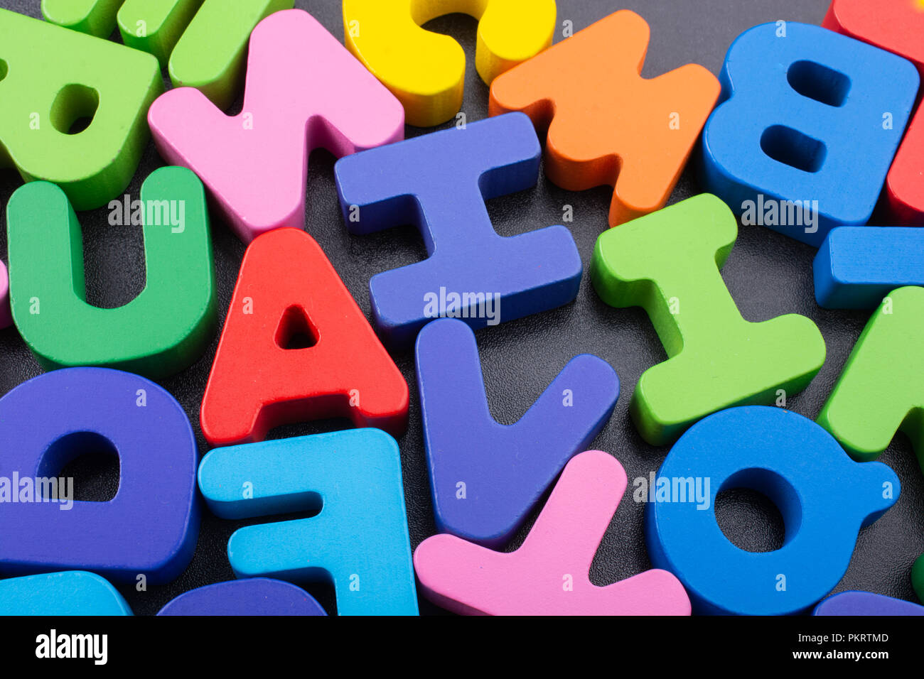 Colorful Letters of Alphabet made of wood Stock Photo - Alamy