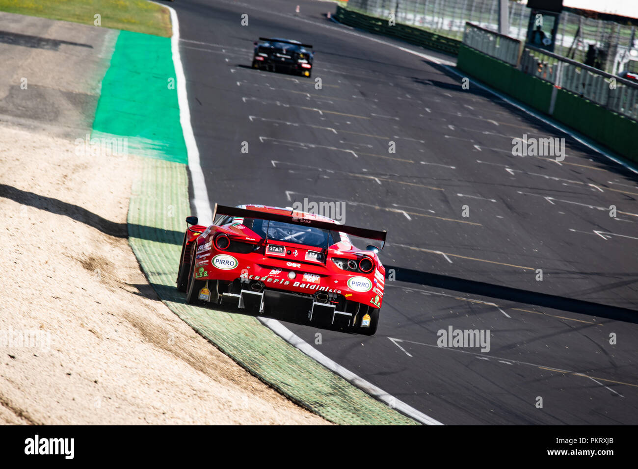 Rome, Italy, September 8 2018. Wide shot of Ferrari touring car in ...