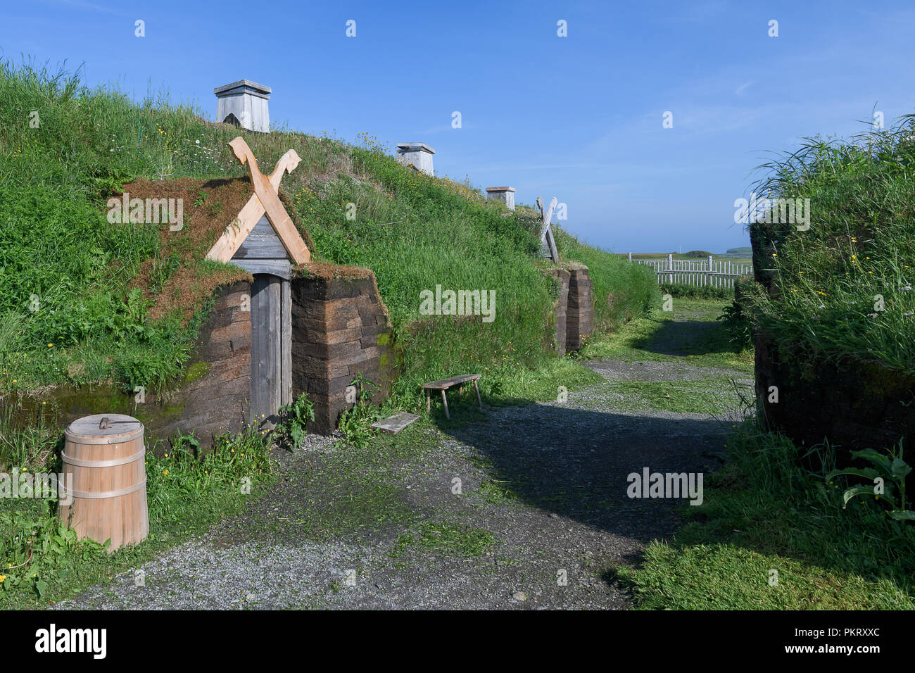 Reconstructed buildings at an archaeological site on the northernmost ...