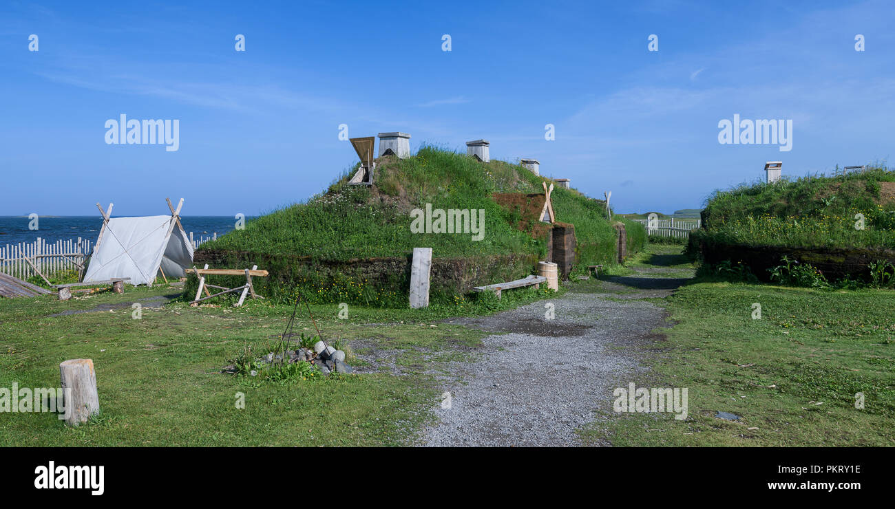 Reconstructed buildings at an archaeological site on the northernmost ...
