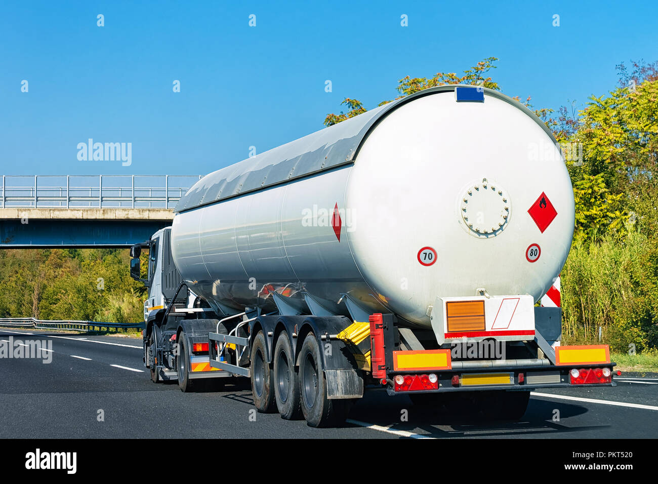 Truck in the road in Italy. Lorry transport delivering some freight ...