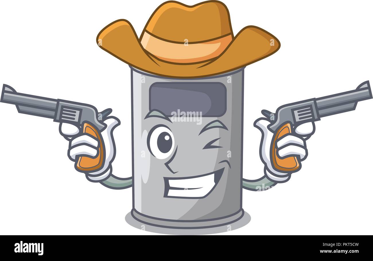 Cowboy steel trash can with lid cartoon Stock Vector Image & Art - Alamy