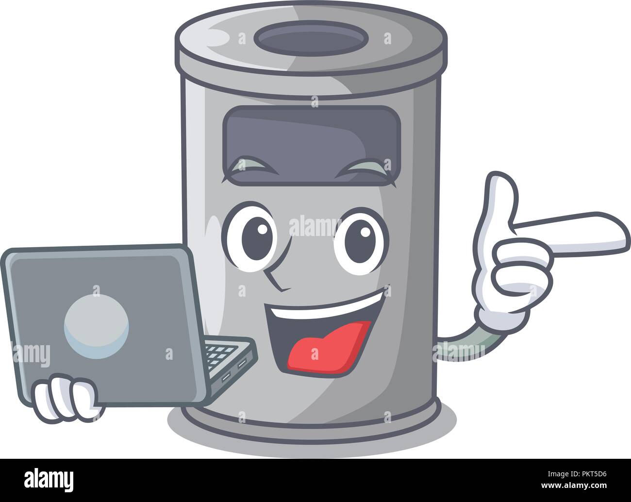 With laptop steel trash can with lid cartoon Stock Vector Image & Art ...