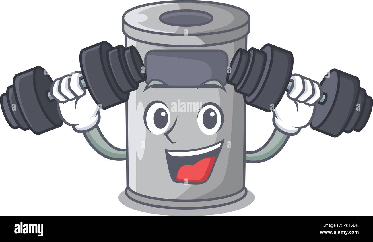 Fitness steel trash can with lid cartoon Stock Vector Image & Art - Alamy