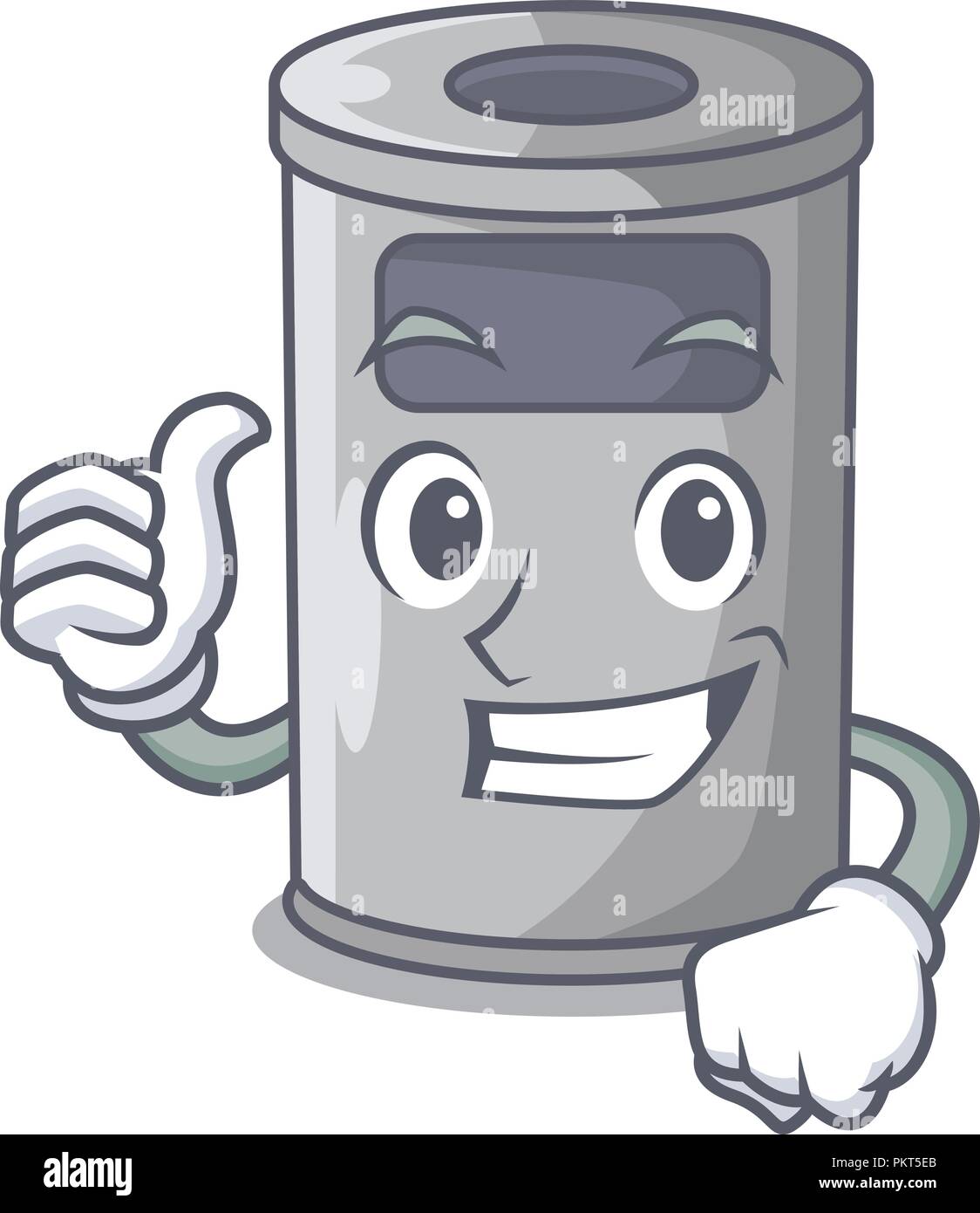 Thumbs up cartoon steel trash can in the door Stock Vector Image & Art ...