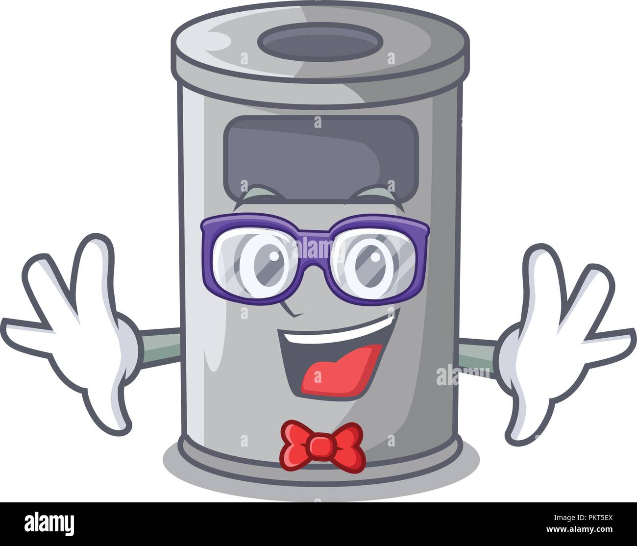 Geek cartoon steel trash can in the door Stock Vector Image & Art - Alamy