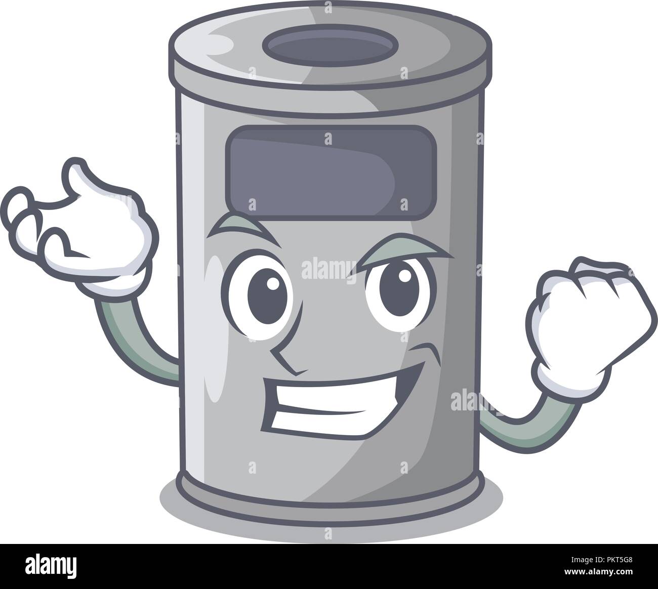 Successful cartoon steel trash can in the door Stock Vector Image & Art ...